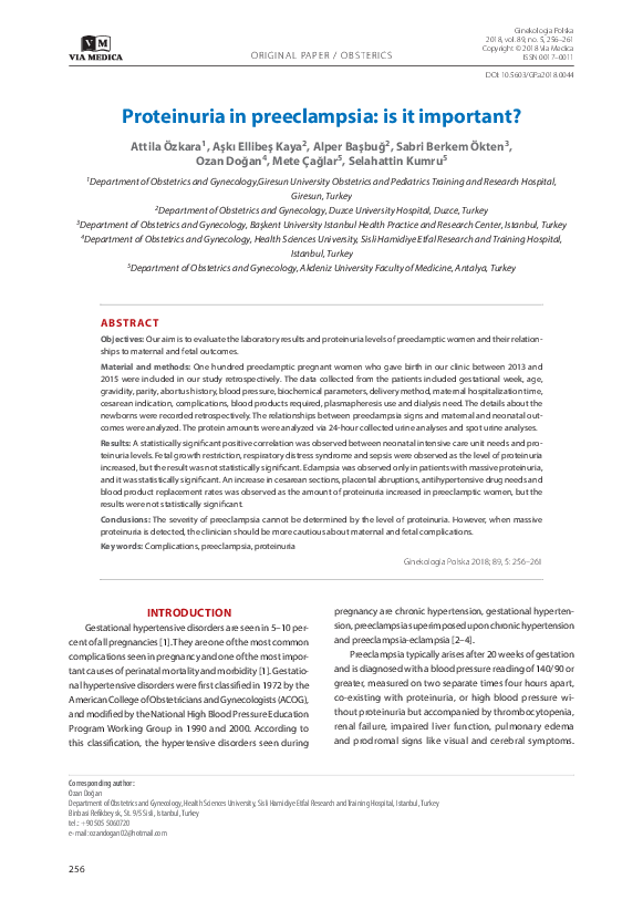 (PDF) Proteinuria in preeclampsia: is it important?