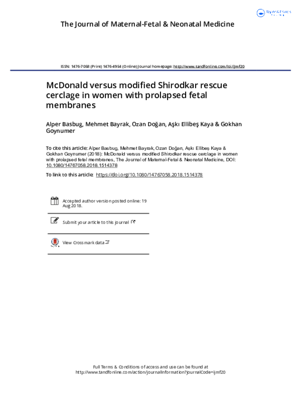 (PDF) McDonald versus modified Shirodkar rescue cerclage in women with ...