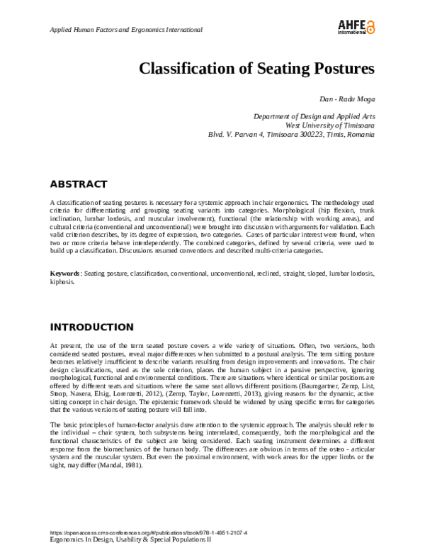 (PDF) Classification of Seating Postures