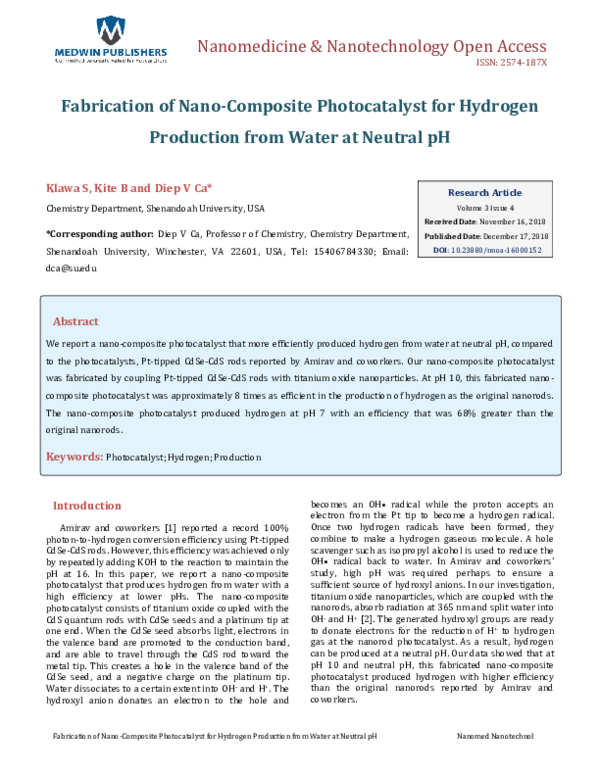 (PDF) Fabrication of Nano-Composite Photocatalyst for Hydrogen ...