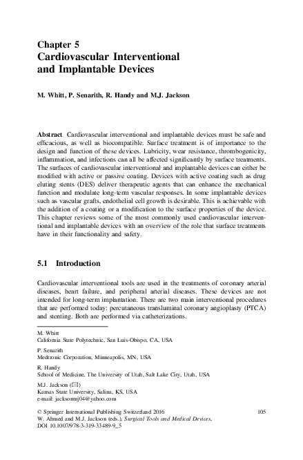 (PDF) Cardiovascular Interventional and Implantable Devices