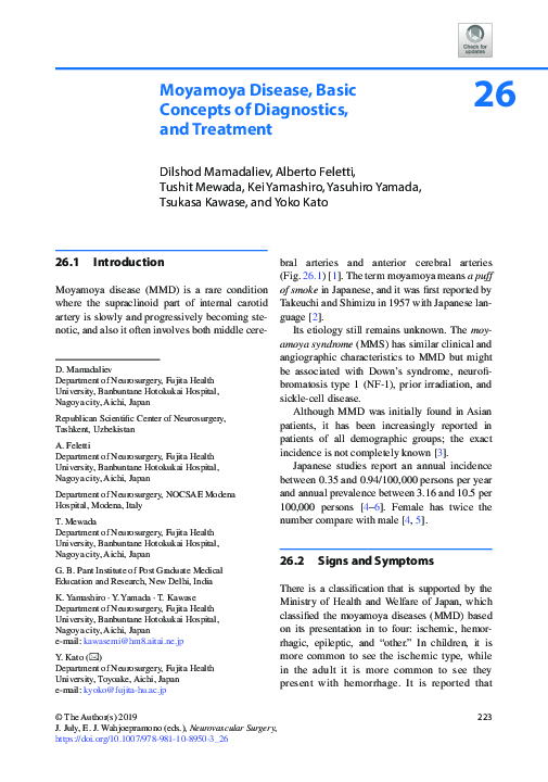 (PDF) Moyamoya Disease, Basic Concepts of Diagnostics, and Treatment