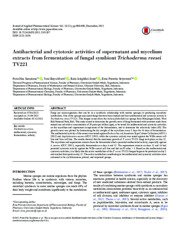 (PDF) Antibacterial and cytotoxic activities of supernatant and ...