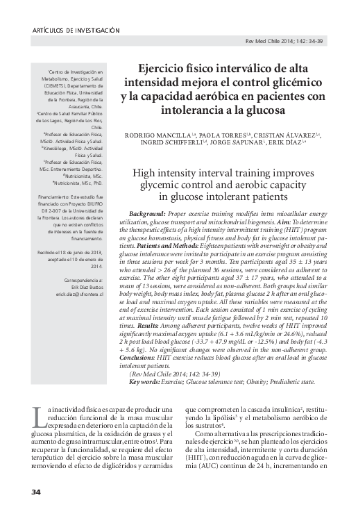 (PDF) Ejercicio físico interválico de alta intensidad mejora el control glicémico y la capacidad ...