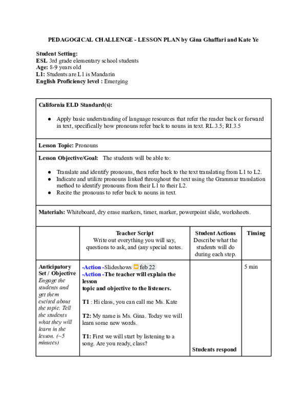 (PDF) Teaching Doc and Lesson Plan