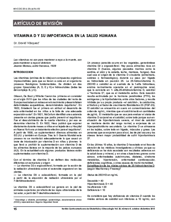 (PDF) Vitamina D y Su Importancia en La Salud Humana | David Vásquez ...