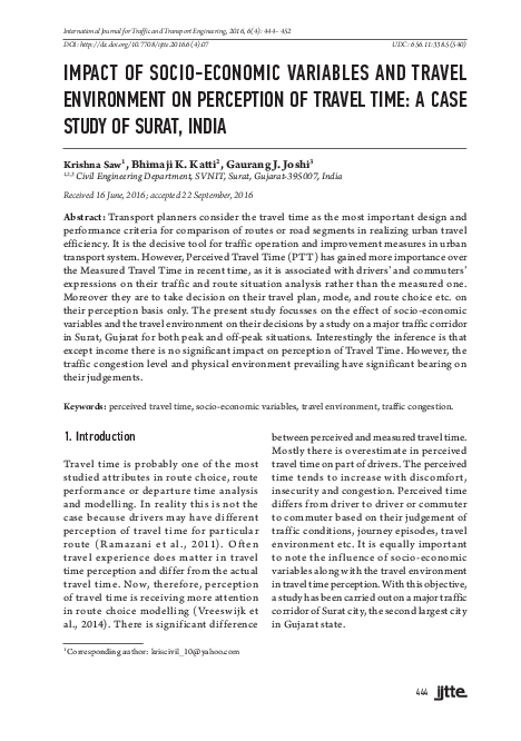 (PDF) Impact of Socio-Economic Variables and Travel Environment on ...