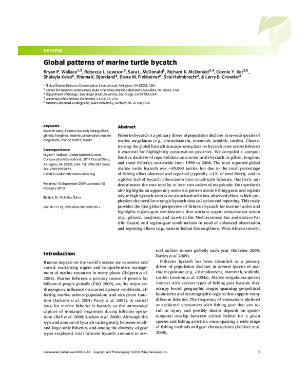(PDF) Global patterns of marine turtle bycatch