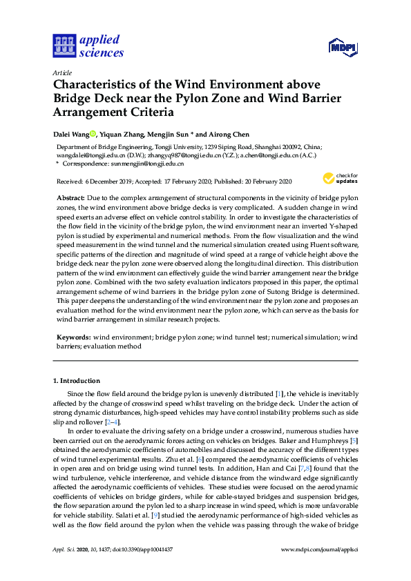 (PDF) Characteristics of the Wind Environment above Bridge Deck near ...