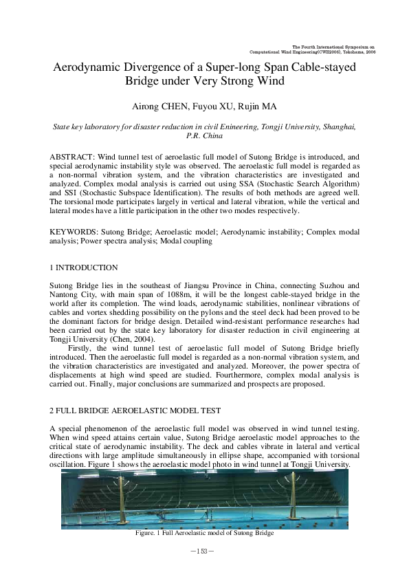 (PDF) Aerodynamic Divergence of a Super-long Span Cable-stayed Bridge ...