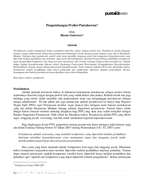 (PDF) Pengembangan Profesi Pustakawan