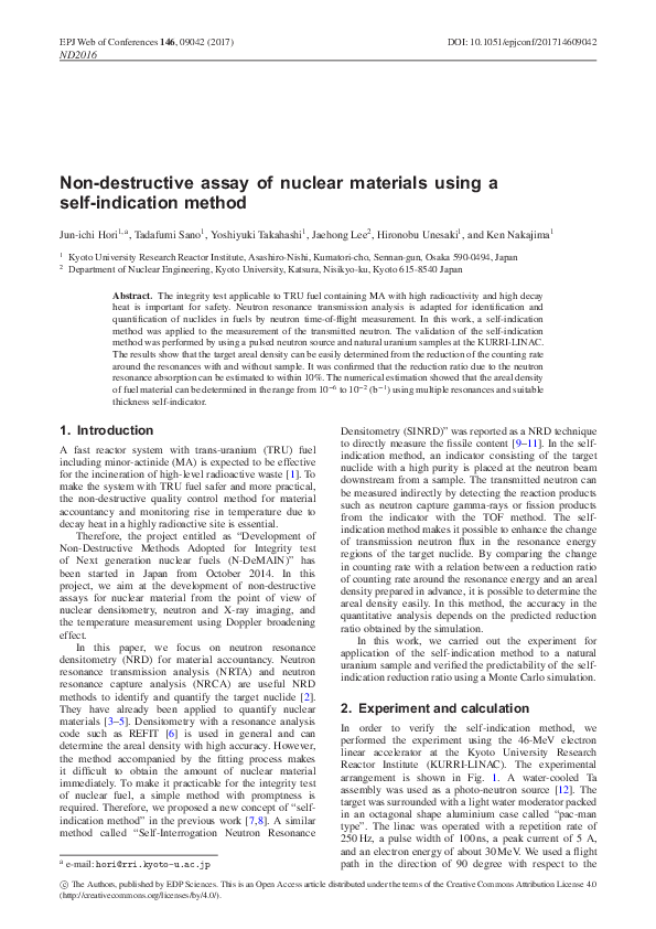 (PDF) Non-destructive assay of nuclear materials using a self-indication method | 博信 宇根﨑 ...