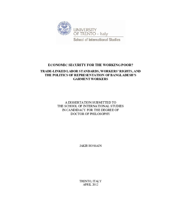 (PDF) Economic Security for the Working Poor? Trade-Linked Labor ...