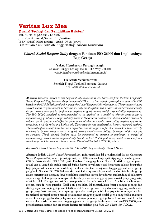 (PDF) Church Social Responsibility Dengan Panduan ISO 26000 Dan ...