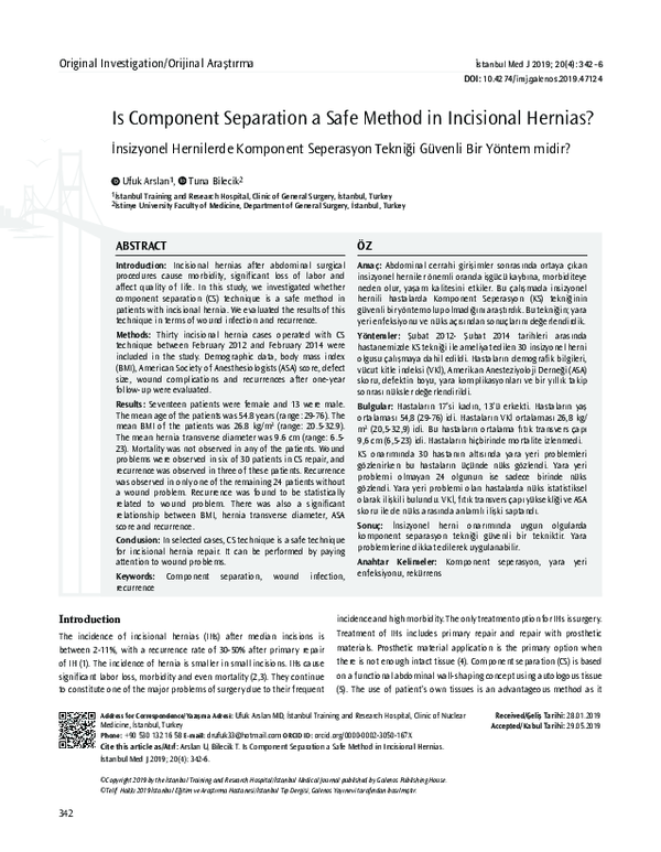 (PDF) Is Component Separation a Safe Method in Incisional Hernias?