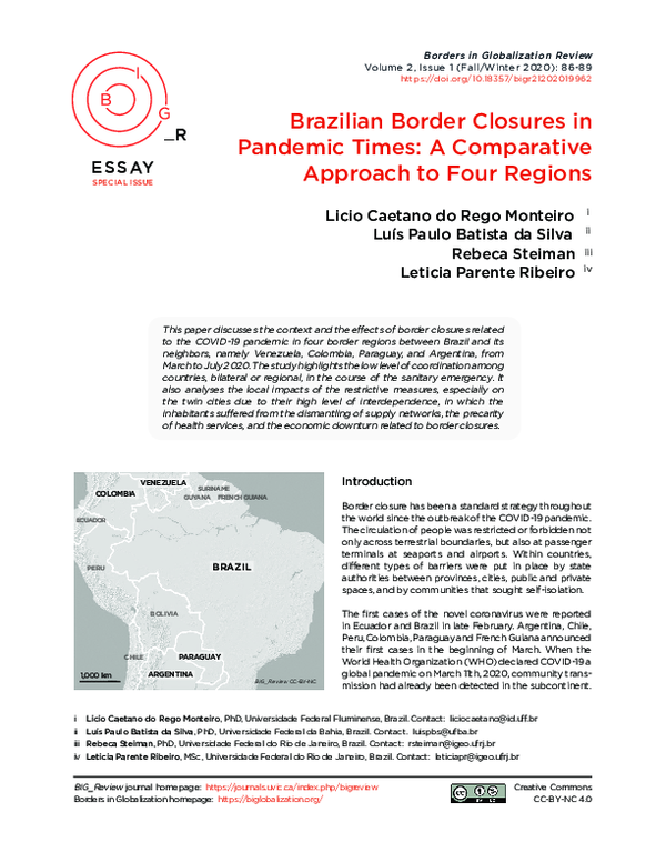 (PDF) Brazilian Border Closures in Pandemic Times: A Comparative ...