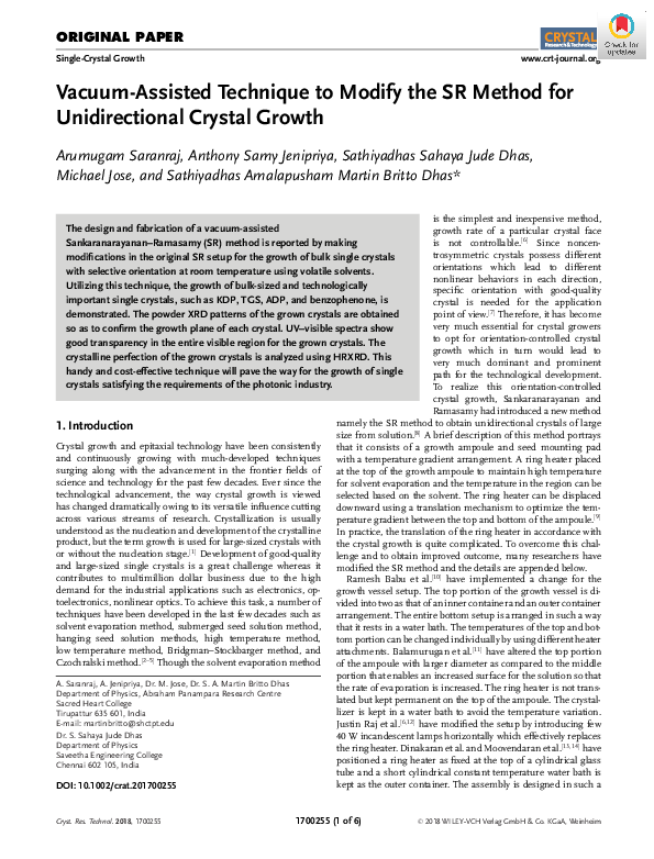 (PDF) Vacuum-Assisted Technique to Modify the SR Method for ...