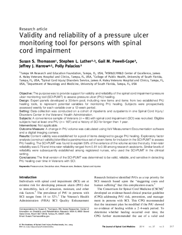 (PDF) Validity and reliability of a pressure ulcer monitoring tool for ...