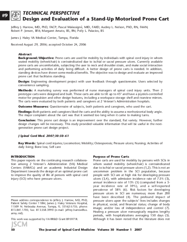 (PDF) Design and Evaluation of a Stand-Up Motorized Prone Cart