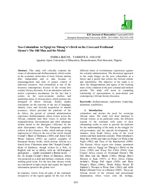 (PDF) Neo-Colonialism in Ngugi wa Thiong’o’s Devil on the Cross and ...