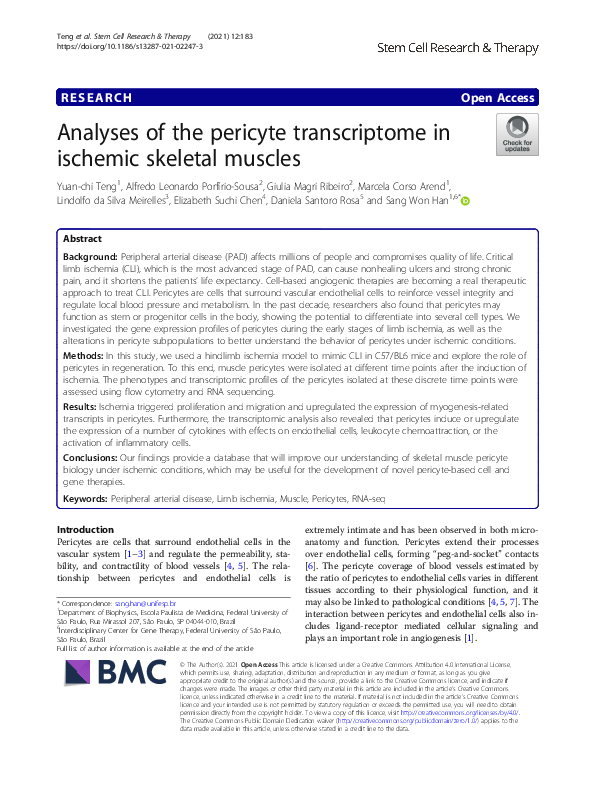 (PDF) Analyses of the pericyte transcriptome in ischemic skeletal muscles