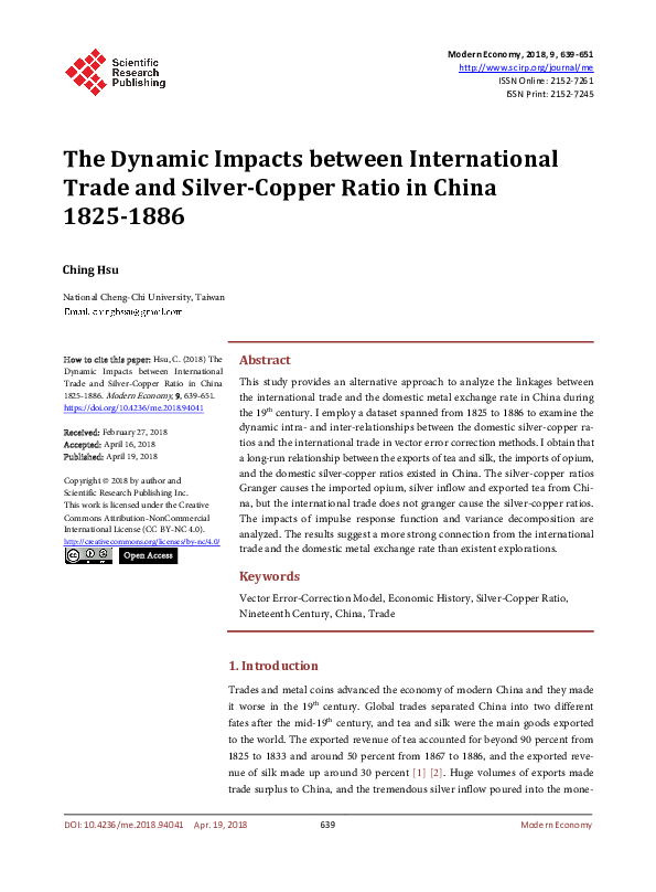 (PDF) The Dynamic Impacts between International Trade and Silver-Copper ...