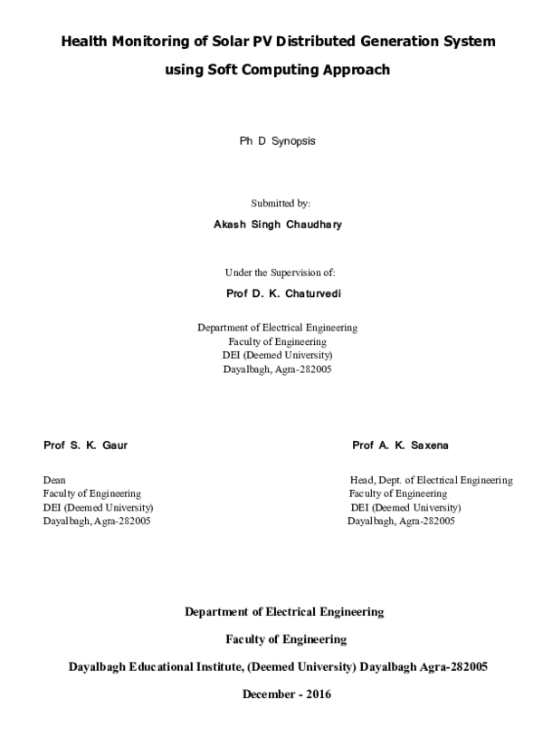 (PDF) Health Monitoring of Solar PV Distributed Generation System using Soft Computing Approach