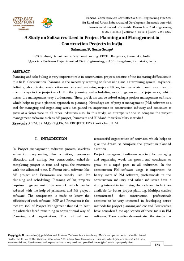 (PDF) A Study on Softwares Used in Project Planning and Management in ...