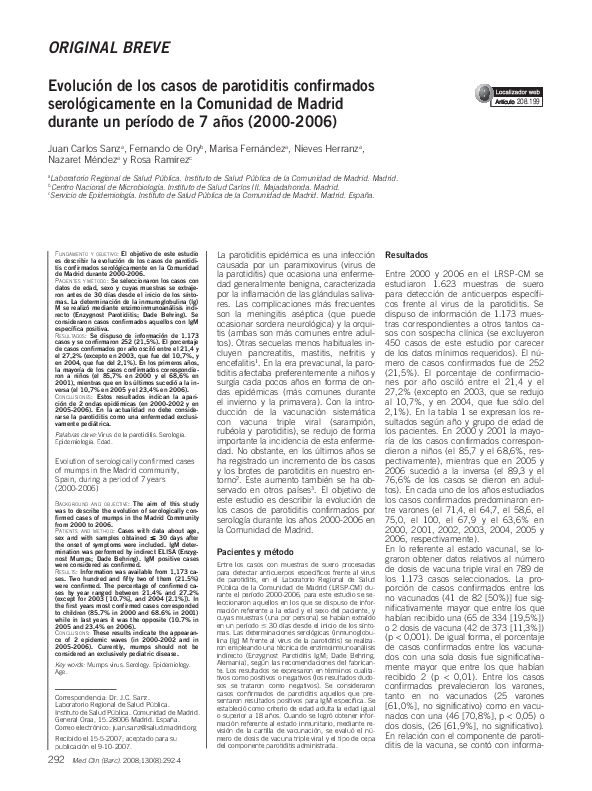 (PDF) Evolución de los casos de parotiditis confirmados serológicamente ...
