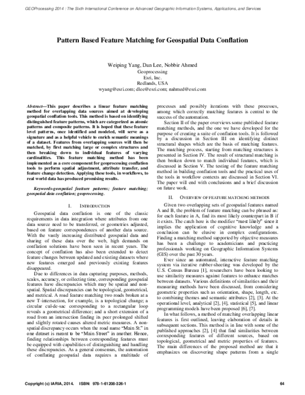 (PDF) Pattern Based Feature Matching for Geospatial Data Conflation