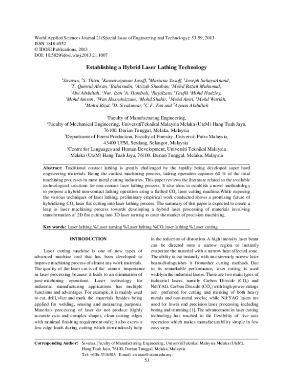 (PDF) Establishing a hybrid laser lathing technology
