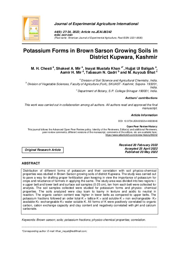 (PDF) Potassium Forms in Brown Sarson Growing Soils in District Kupwara ...