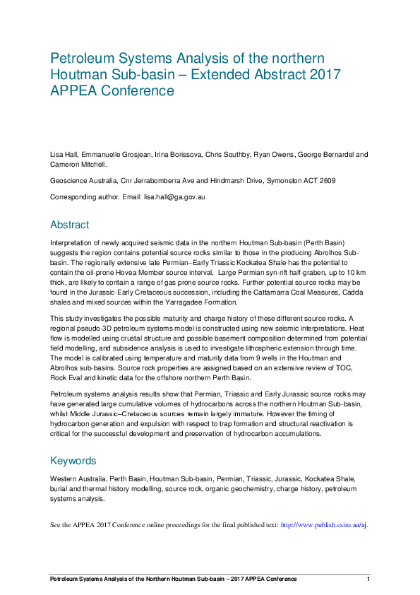(PDF) Petroleum systems analysis of the northern Houtman Sub-basin