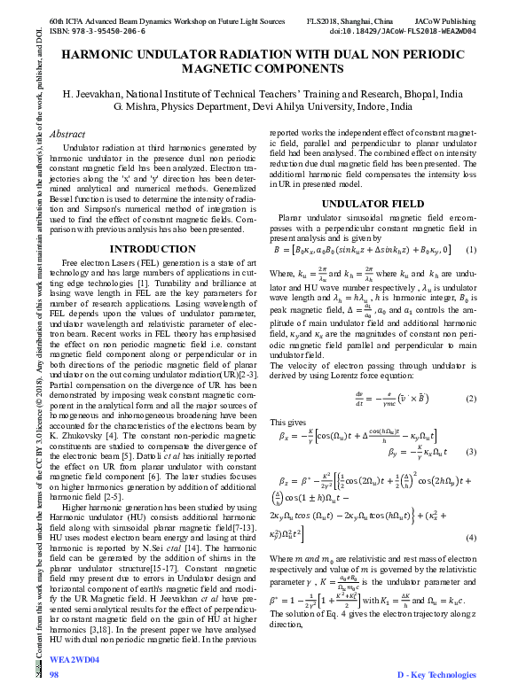 (PDF) Harmonic Undulator Radiation with Dual Non Periodic Magnetic ...