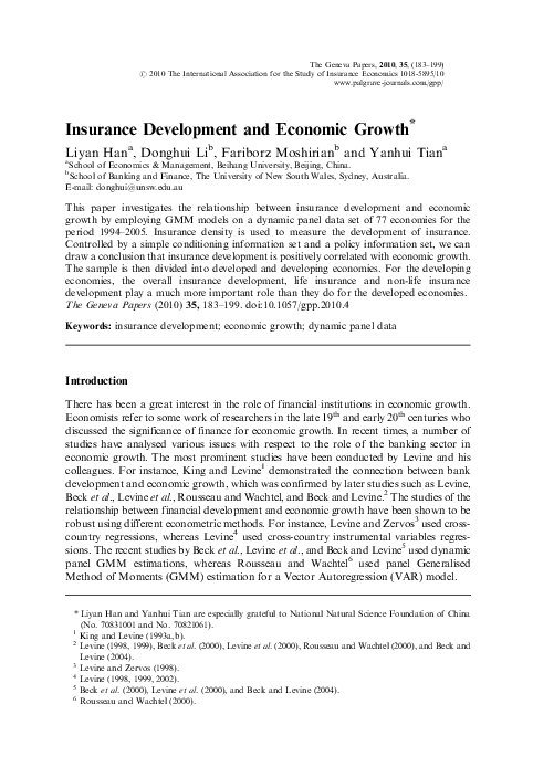 (PDF) Insurance Development and Economic Growth