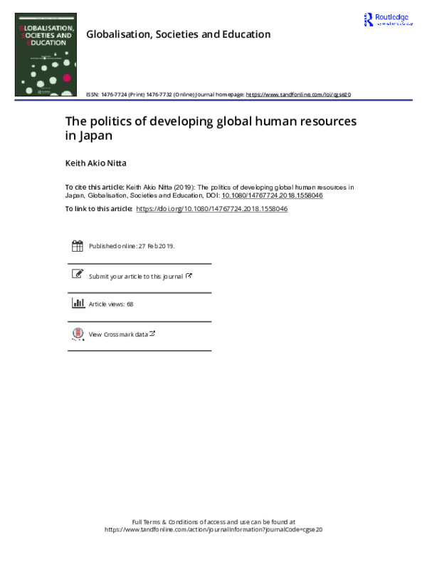 (PDF) The politics of developing global human resources in Japan