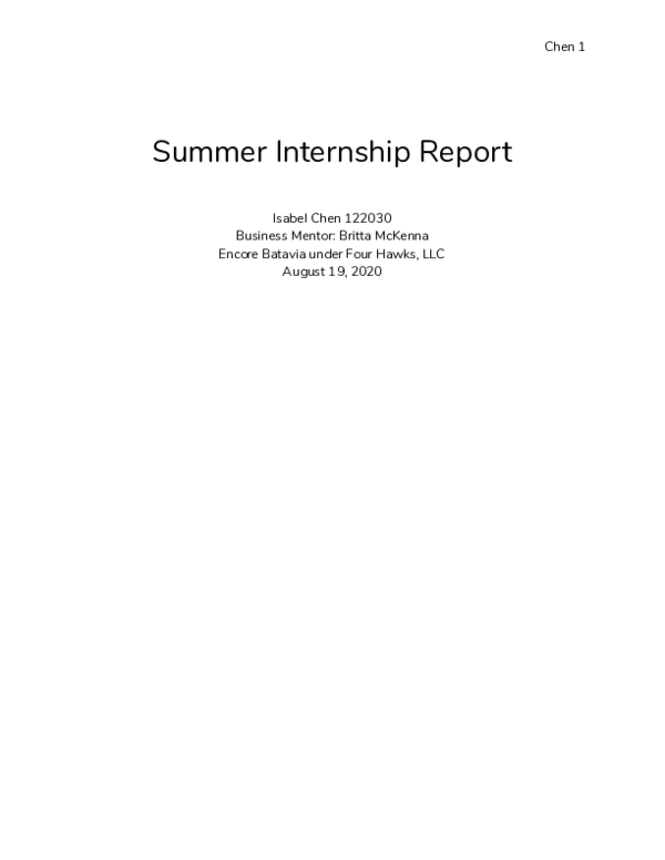 (PDF) Summer Internship Report