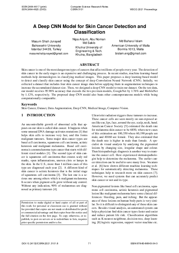 (PDF) A Deep CNN Model for Skin Cancer Detection and Classification