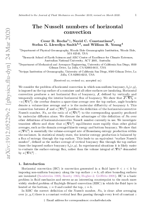 (PDF) The heat flux of horizontal convection: definition of the Nusselt ...