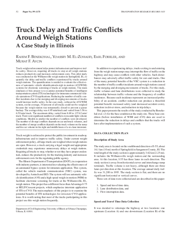 (PDF) Truck Delay and Traffic Conflicts Around Weigh Stations: A Case ...