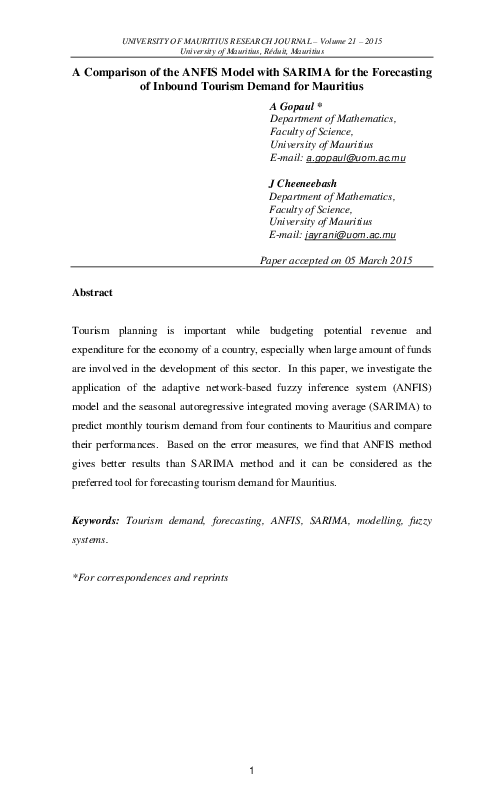 (PDF) A Comparison of the ANFIS Model with SARIMA for the Forecasting ...