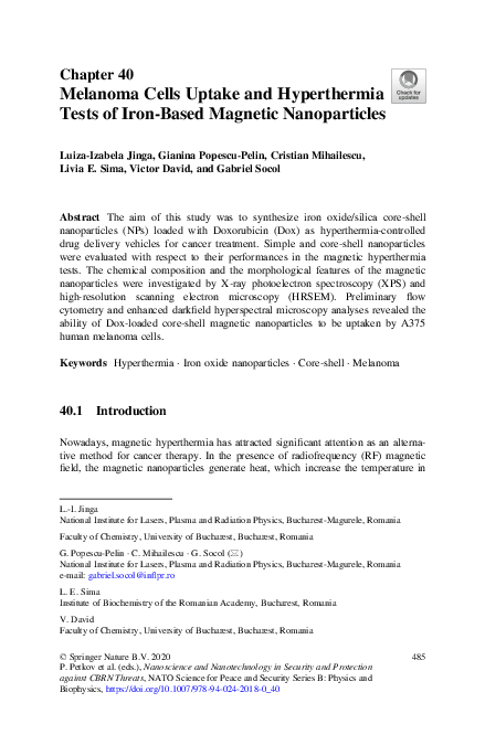 (PDF) Melanoma Cells Uptake and Hyperthermia Tests of Iron-Based ...