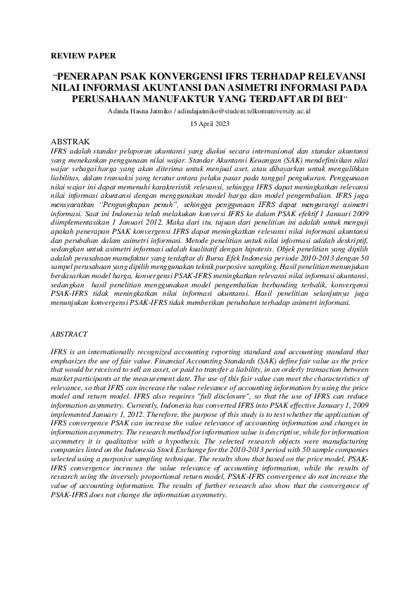 (PDF) REVIEW PAPER ADINDA HASNA JATMIKO (AKUNTANSI KONTEMPORER)