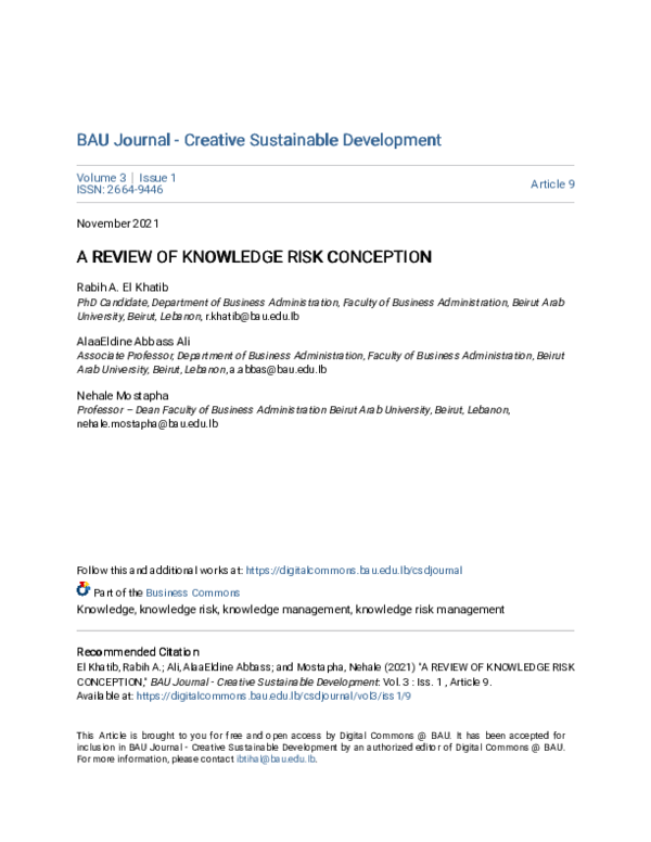 (PDF) A Review of Knowledge Risk Conception