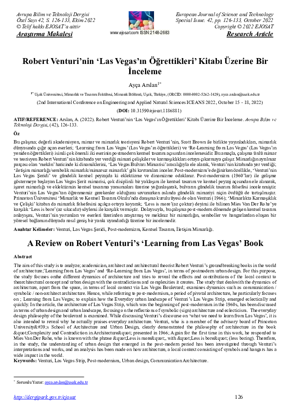(PDF) A Review On Robert Venturi’s ‘Learning From Las Vegas’ Book