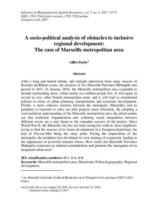 (PDF) A socio-political analysis of obstacles to inclusive regional ...
