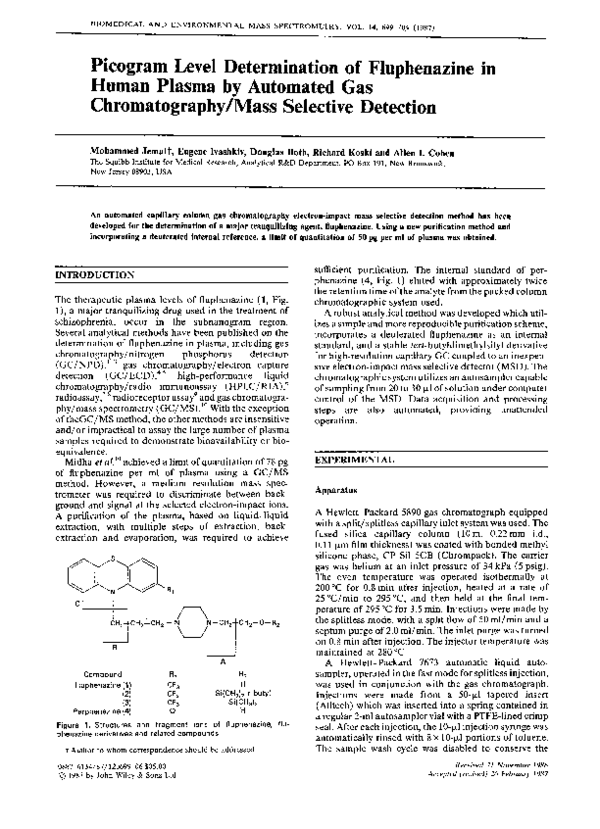 (PDF) Picogram level determination of fluphenazine in human plasma by ...