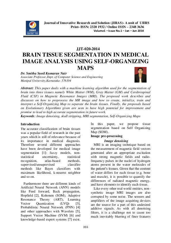 Pdf Brain Tissue Segmentation In Medical Image Analysis Using Self Organizing Maps