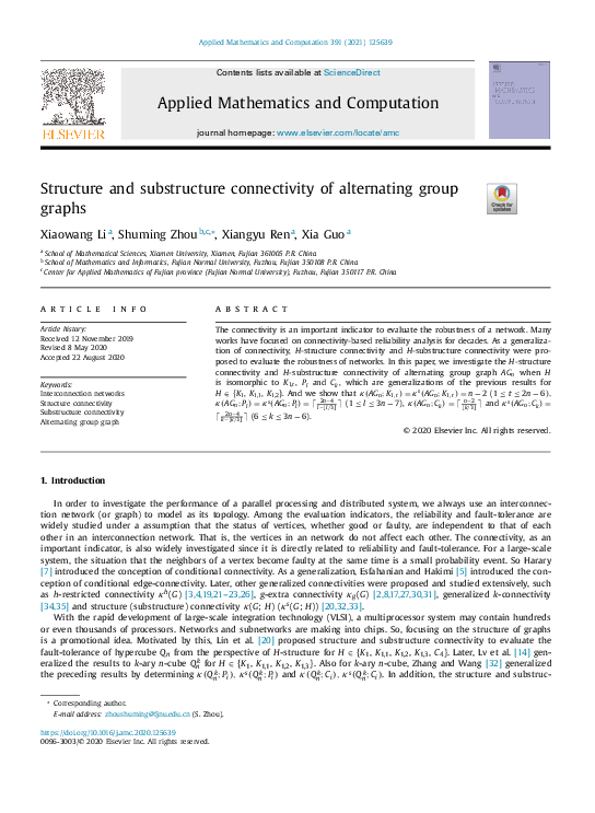 (PDF) Structure and substructure connectivity of alternating group graphs