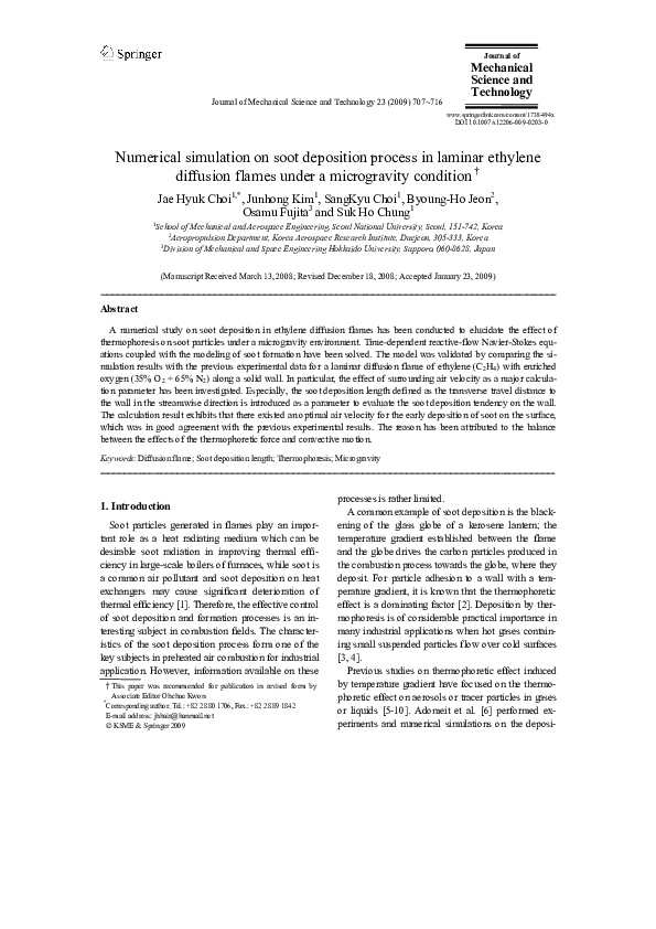 (PDF) Numerical simulation on soot deposition process in laminar ethylene diffusion flames under ...